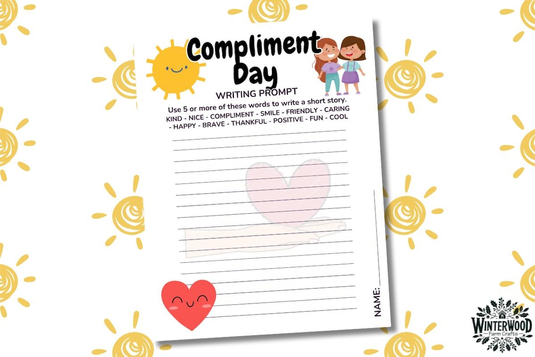 Compliment Day Writing Prompt Printable (1/24) | January Writing ...