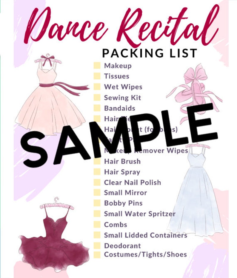 DANCE RECITAL Supplies Packing List | Checklist | Stage Box Essentials ...