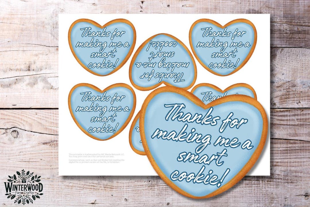 Printable "thanks for Making Me a Smart Cookie!" Gift Tags | Teacher ...