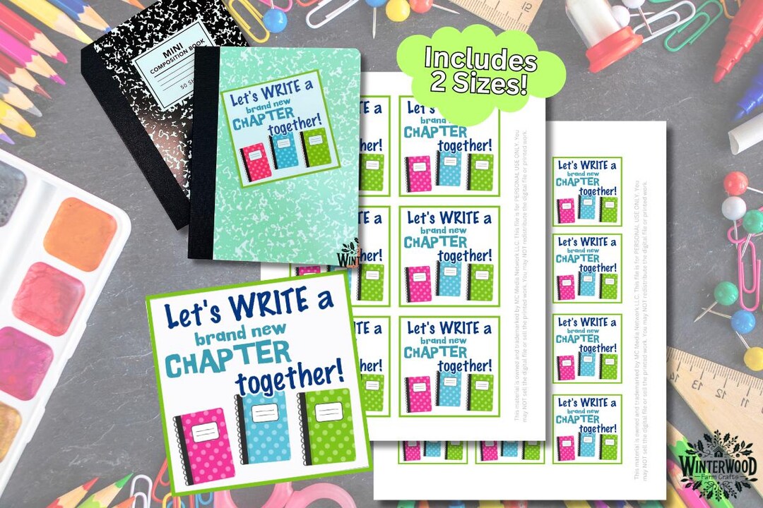 Printable Back-to-school Notebook-themed Gift Tags | "let’s WRITE a ...