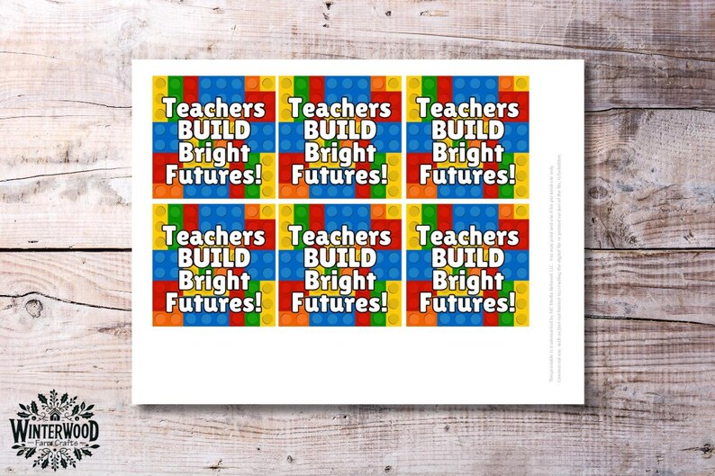 Printable "teachers BUILD Bright Futures!" Gift Tags | Teacher ...