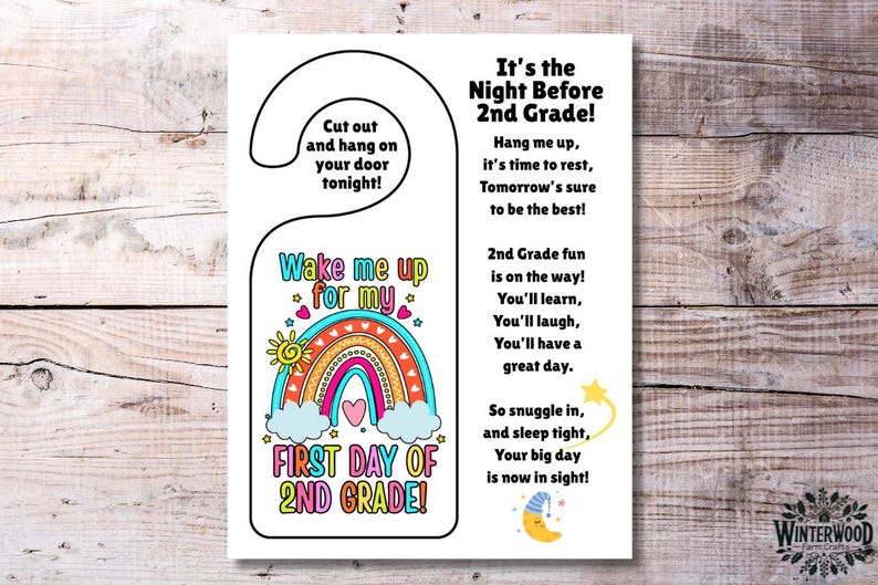 Wake Me up for 2nd Grade Door Hanger Printable | First Day of School ...
