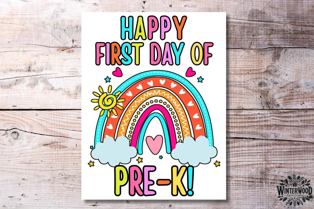 Pre-k First Day of School Sign Printable | Rainbow First Day Photo Prop ...