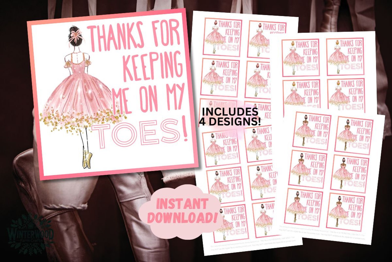 Keeping Me on My Toes BALLET DANCE Teacher Theme Thank You Gift Tags Printables | Instant ...