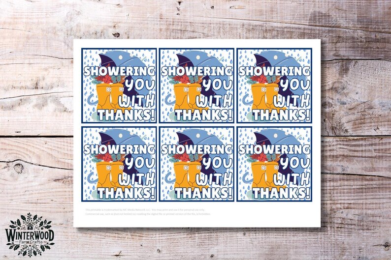 Printable "showering You With Thanks!" Gift Tags | Teacher & Staff ...