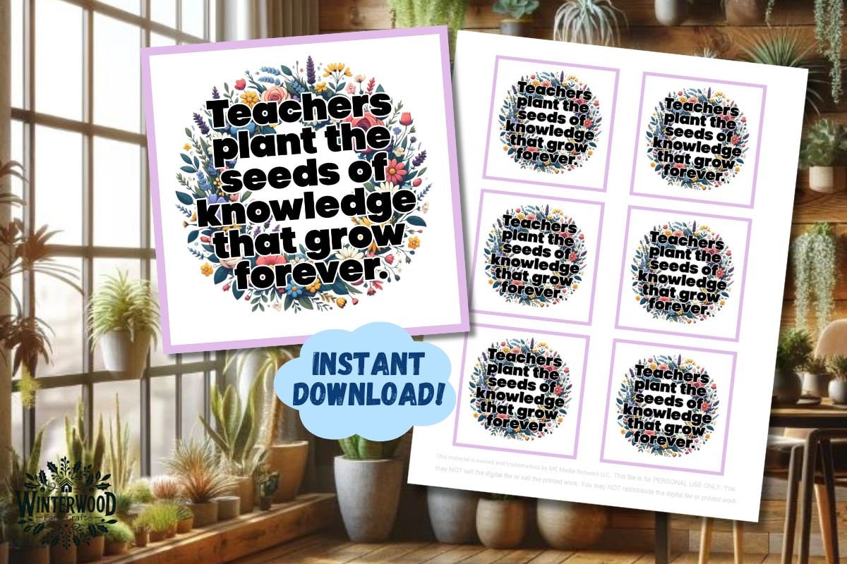 Teachers Plant Seeds of Knowledge PRINTABLE Gift Tag Teacher ...