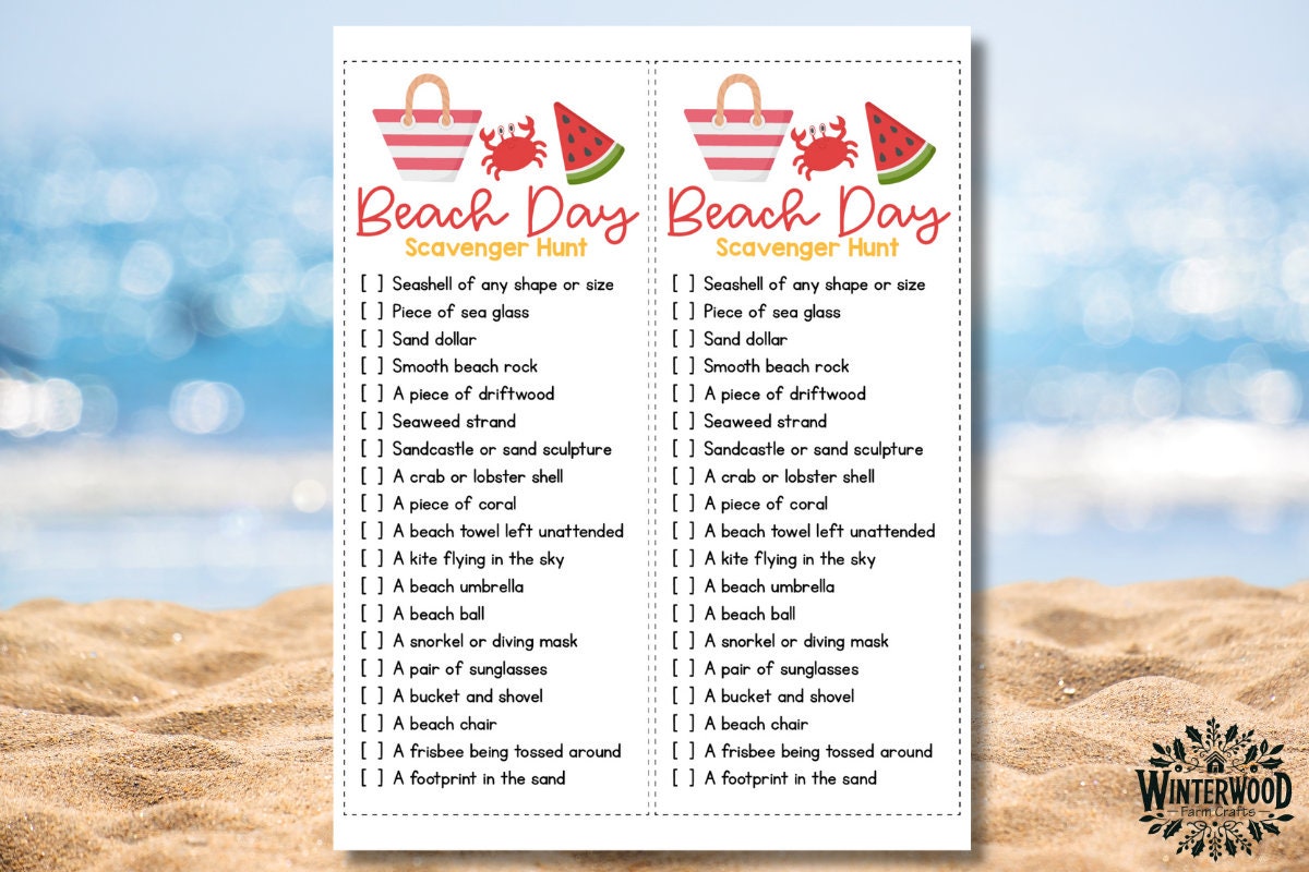 Printable BEACH Day GAMES and ACTIVITIES Pack Diy Shore Digital ...