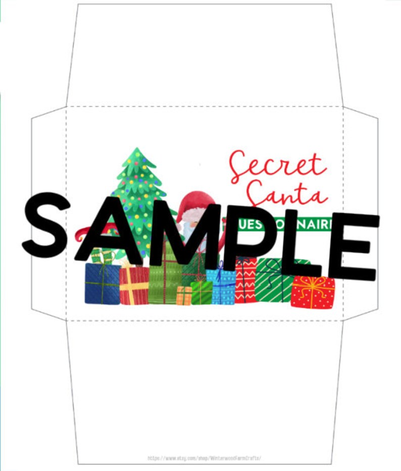 Printable Secret Santa Questionnaire and Envelope Set | Christmas Gift ...