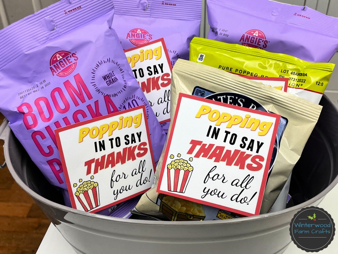 Generic POPCORN Themed PRINTABLE Gift Tag Faculty Staff - Etsy