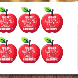 APPLESAUCE Valentine Printable Tags Cards | Funny Apple Awesome-sauce ...