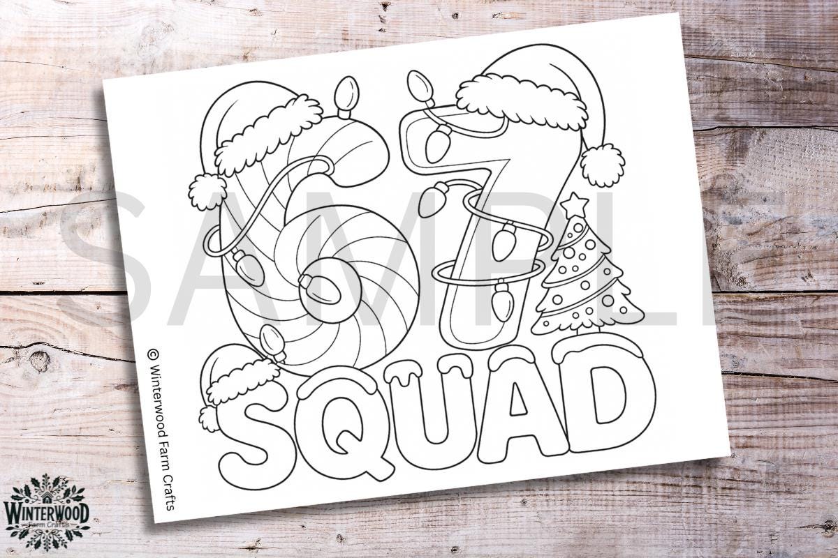 67 Christmas Coloring Pages Printable Pack | Six Seven Bruh Santa | 67 ...