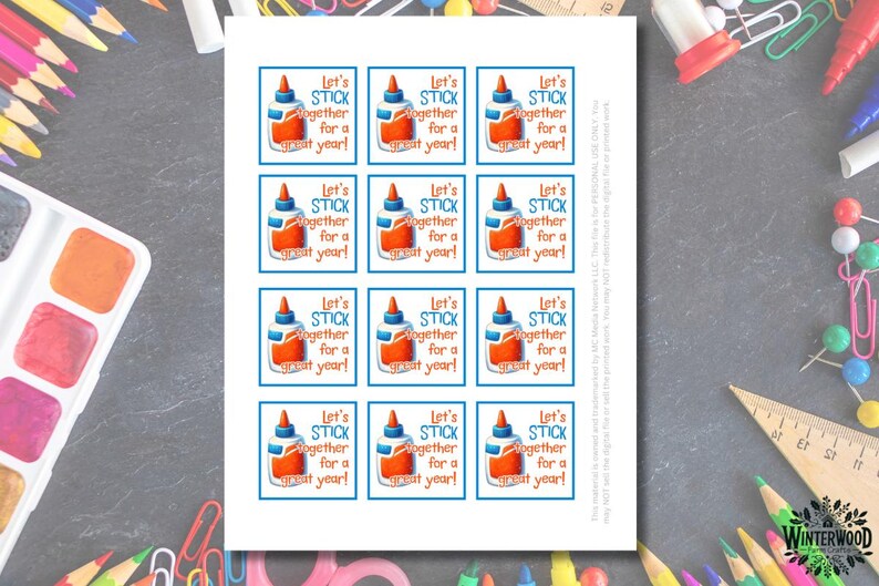 Printable Back-to-school Glue-themed Gift Tags | Punny Teacher ...