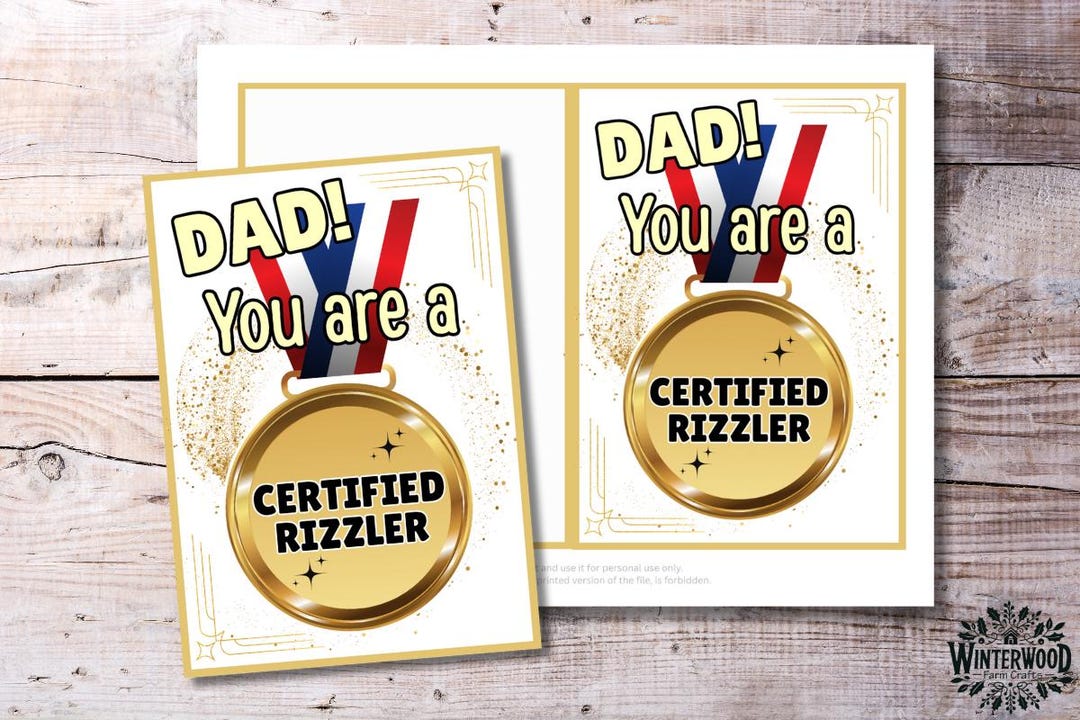 Certified Rizzler Father’s Day Card | Funny 5x7 Folded Printable Card ...