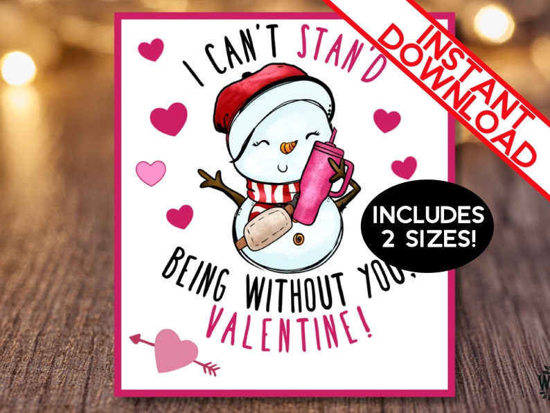 Printable Preppy Tumbler Valentine Card | Trendy DIY Valentine Cards ...