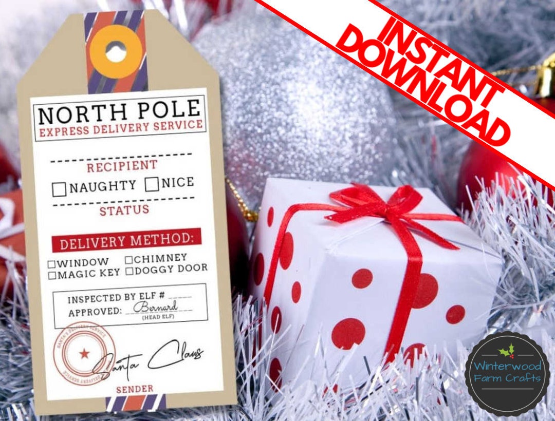 Printable North Pole Santa Special Delivery Gift Tags | Christmas Tags ...