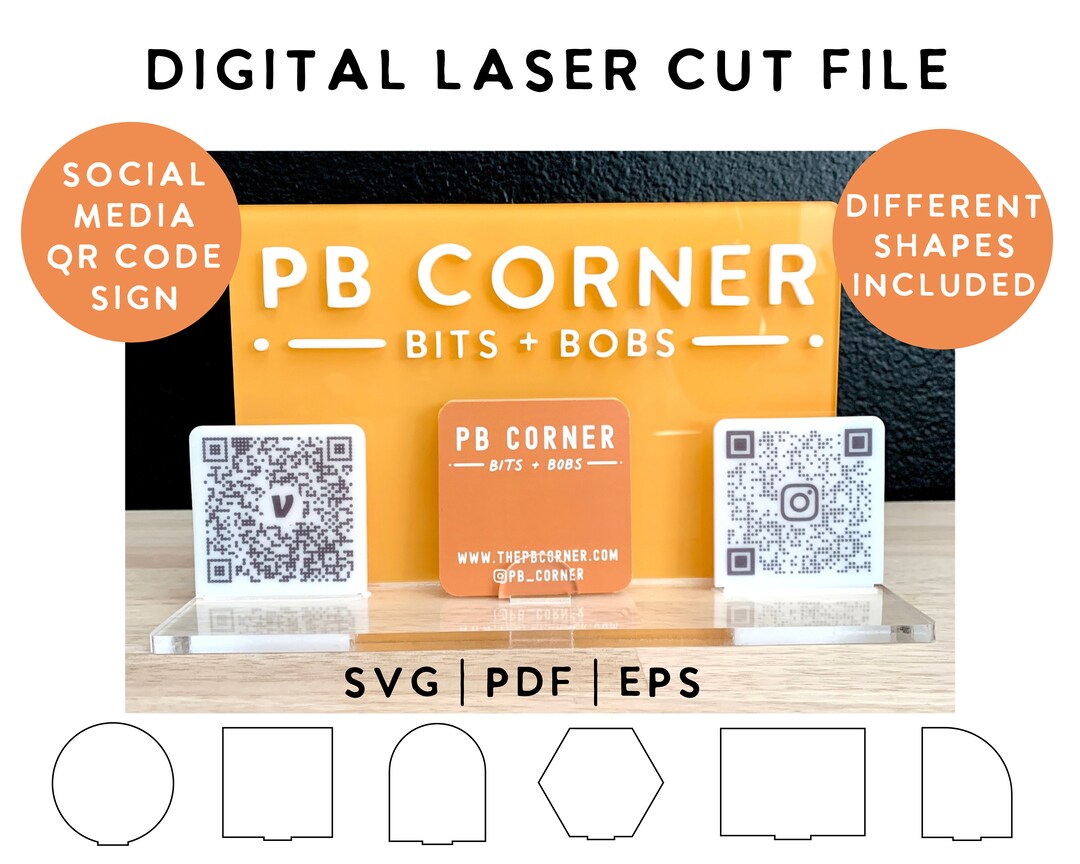 DIGITAL DOWNLOAD / Laser Cut File for Social Media Sign / QR Code Sign ...