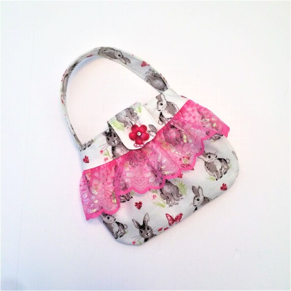 Easter Purse for Little Girls Pink and Gray Easter Bunnies | Etsy
