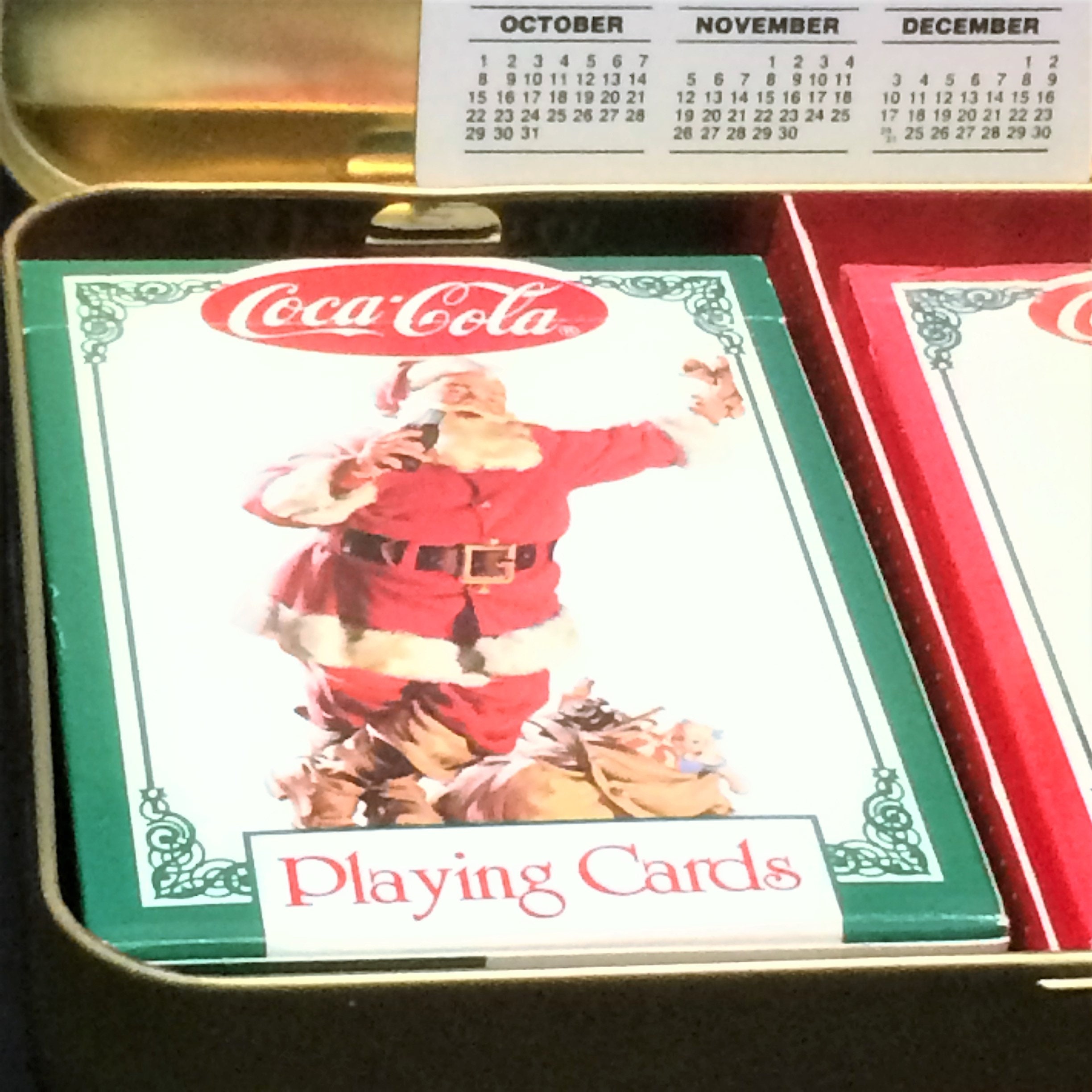 Vintage Coca Cola Playing Cards With Tin Santa Claus Coke | Etsy