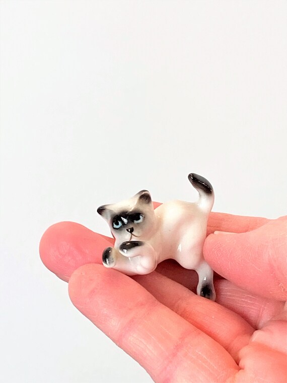 Vintage Siamese Cat Figurine Miniature Cat Tiny Kitten | Etsy
