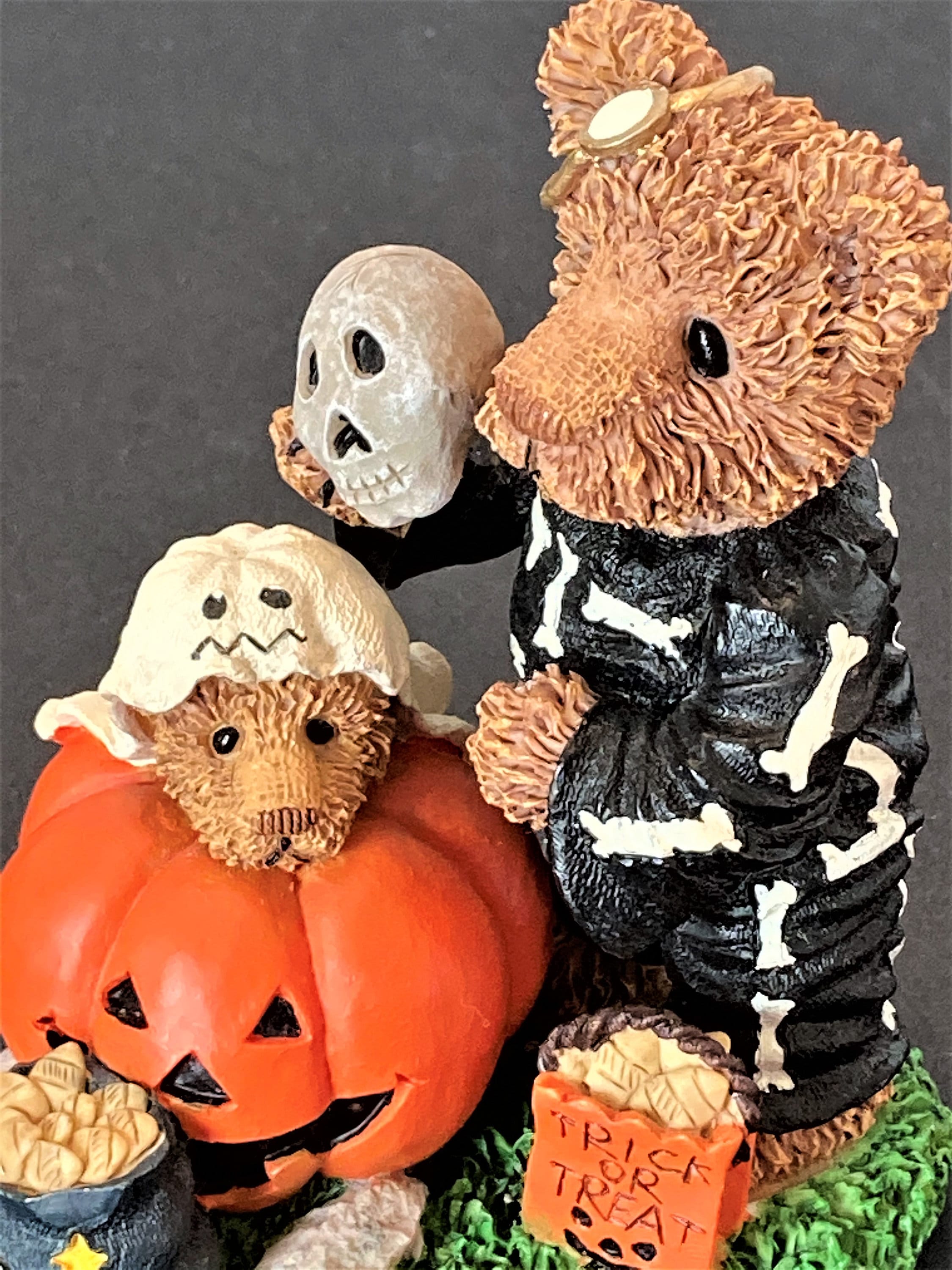 Teddy Bear Halloween Skeleton Figurine Papa Bear and Baby - Etsy