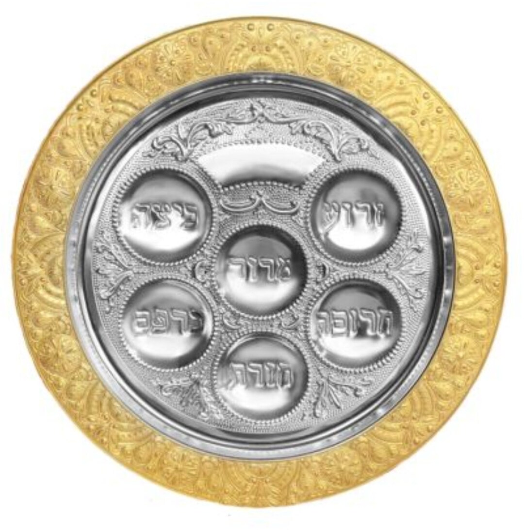 Passover, Seder, Pesach, Matzah, Seder Plate gold/silver Plated ...