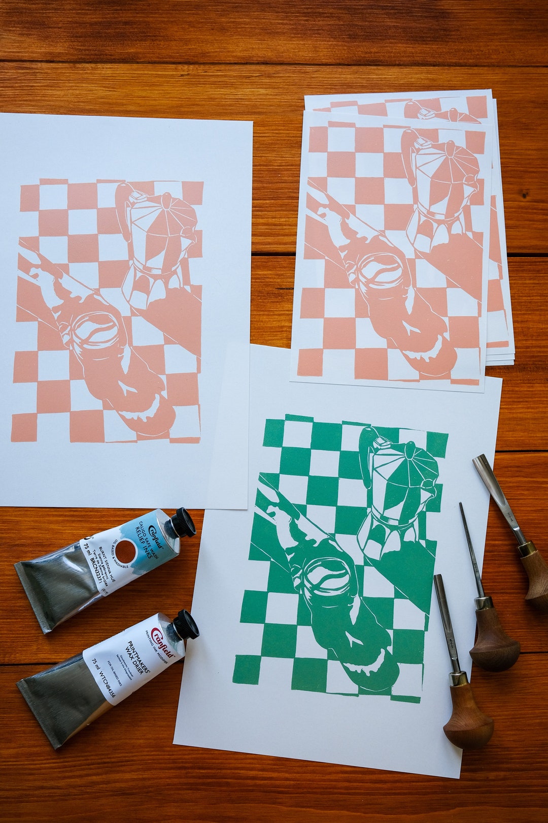 Lino Print Espresso A4 & A5 Linocut Poster - Etsy