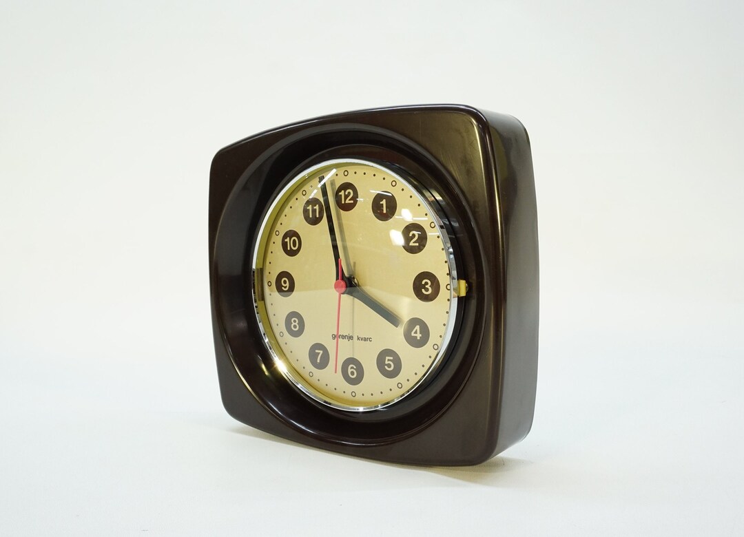 Vintage Capsule Wall Clock / Gorenje / 70s Yugoslavia / Brown / Vintage ...