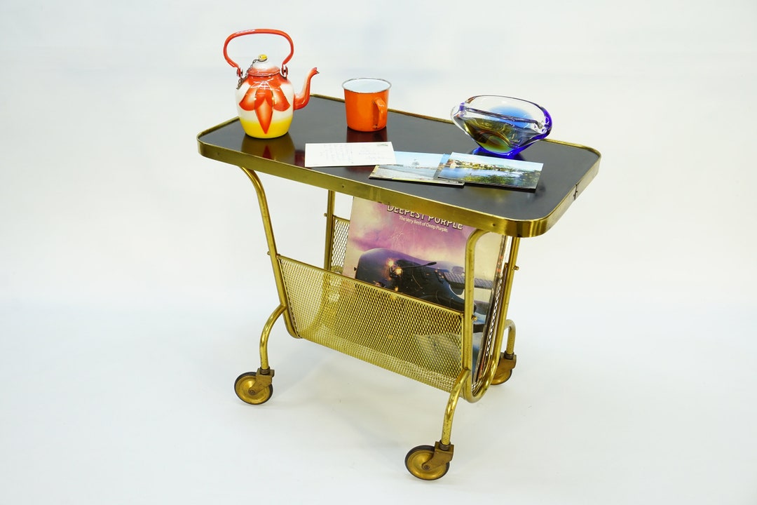 Vintage Serving Trolley / Mid Century Side Table / Magazine Rack / 60s ...