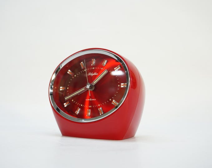 Vintage Clock / Space Age / Rhythm Alarm Clock / Mechanical Clock / Mid ...
