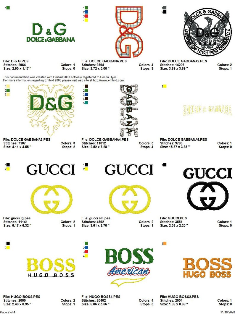 61 LUXURY BRAND Embroidery Logos Machine Designs PES Patterns | Etsy