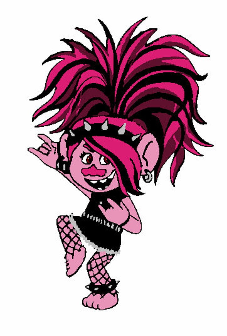 PUNK ROCK Poppy from TROLLS World Tour Embroidery Design | Etsy