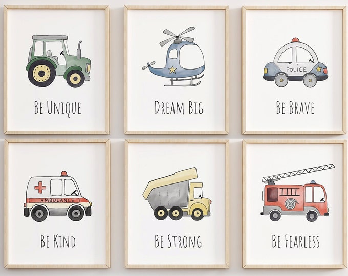 Personalised Cars and Vehicles Boys Room Prints, Nursery Art, Boys ...