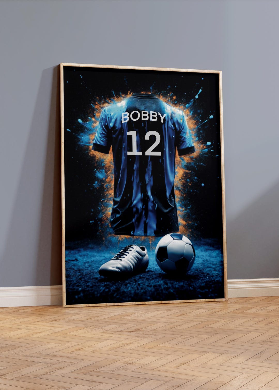 Personalised Boys Football Shirt Soccer Themed Bedroom Wall Print ...
