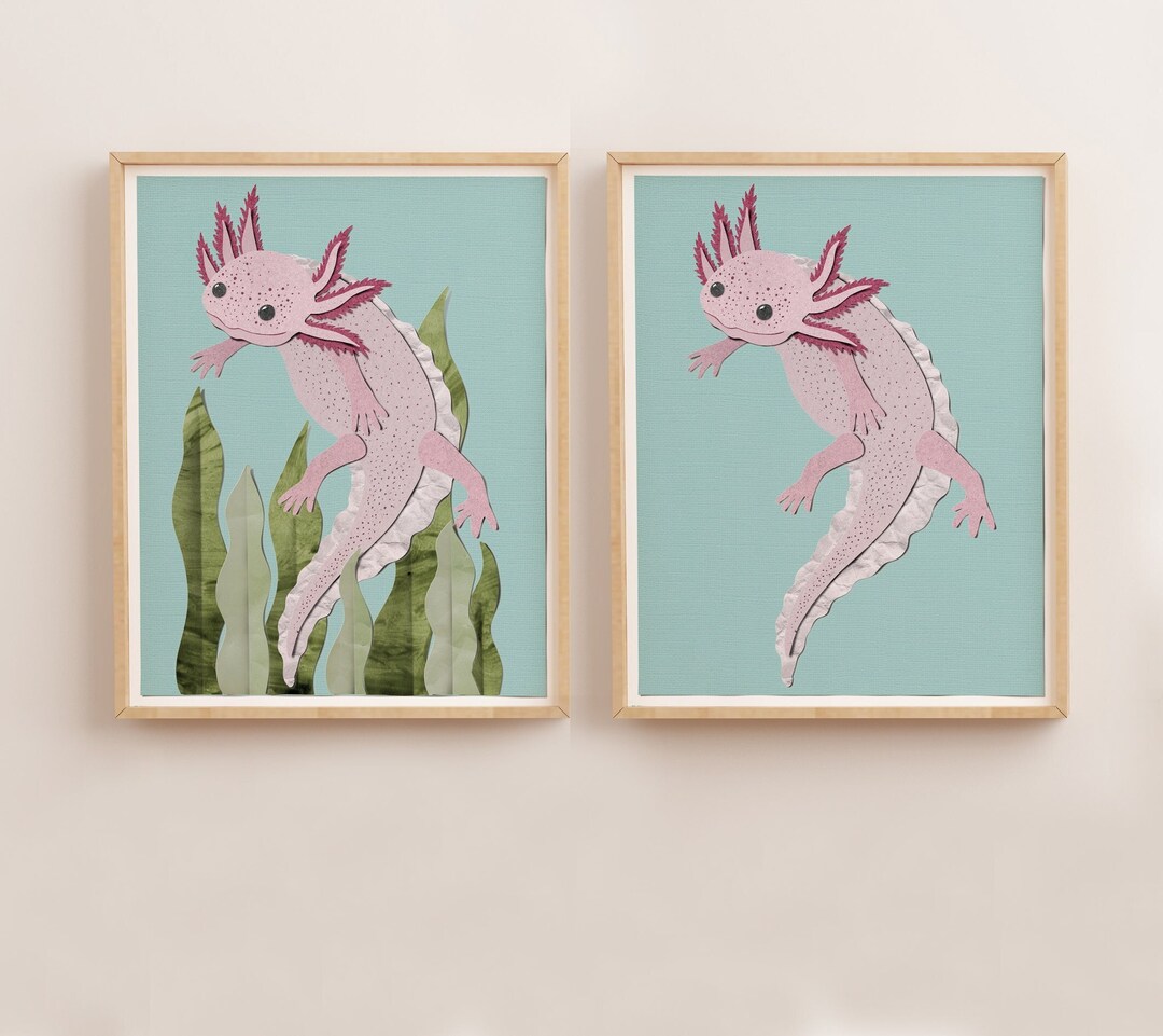 Axolotl Paper Cut Wall Art Print, Tween Teen Bedroom Décor, Hand-drawn ...