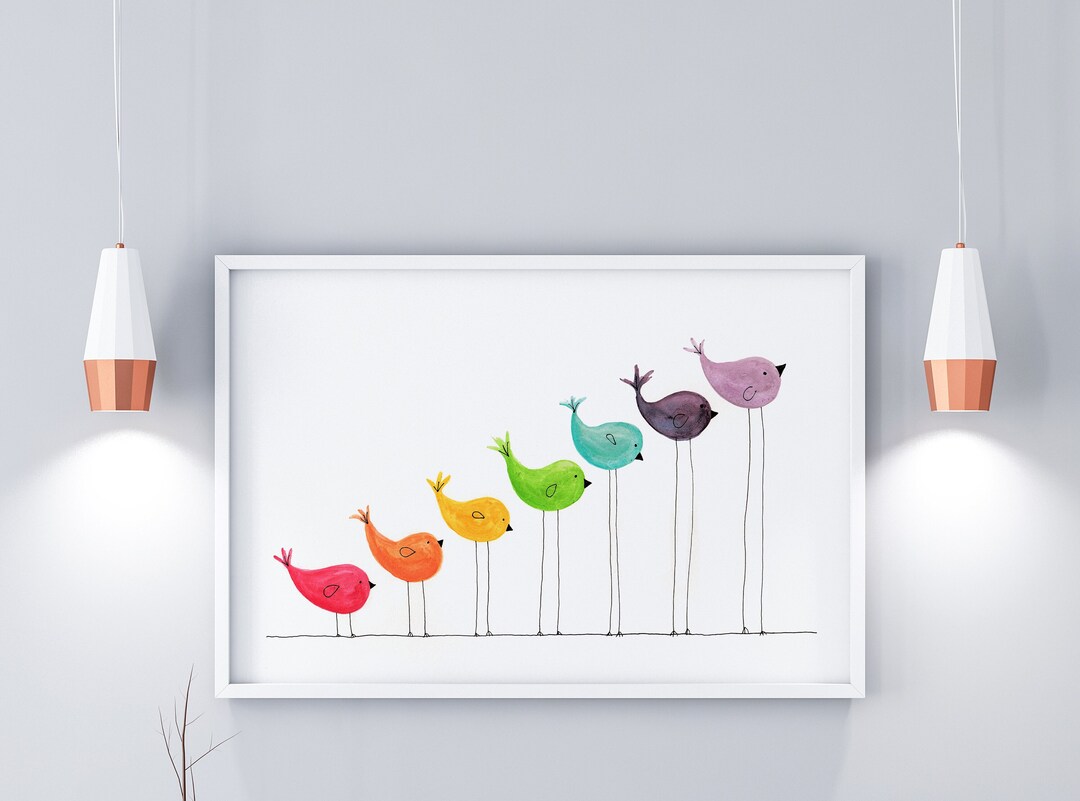 Rainbow Birds Nursery Wall Art, Birds Nursery Pictures, Bird Prints ...