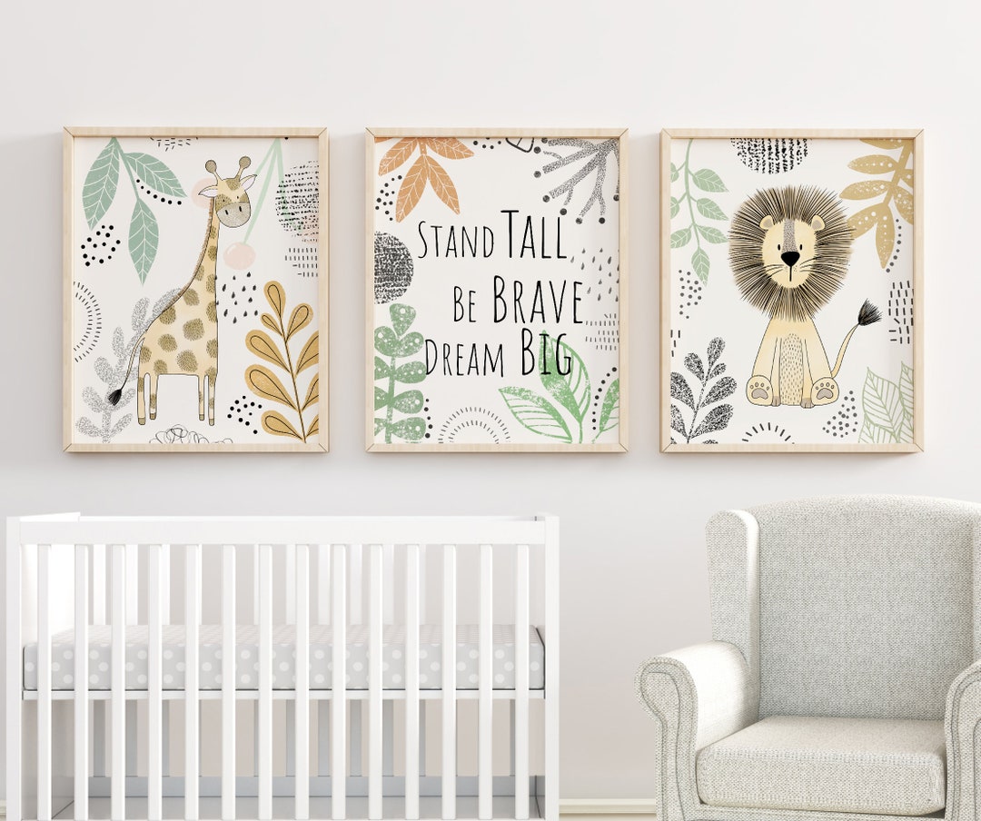 Stand Tall Be Brave Dream Big Safari Nursery Print Set Set - Etsy UK
