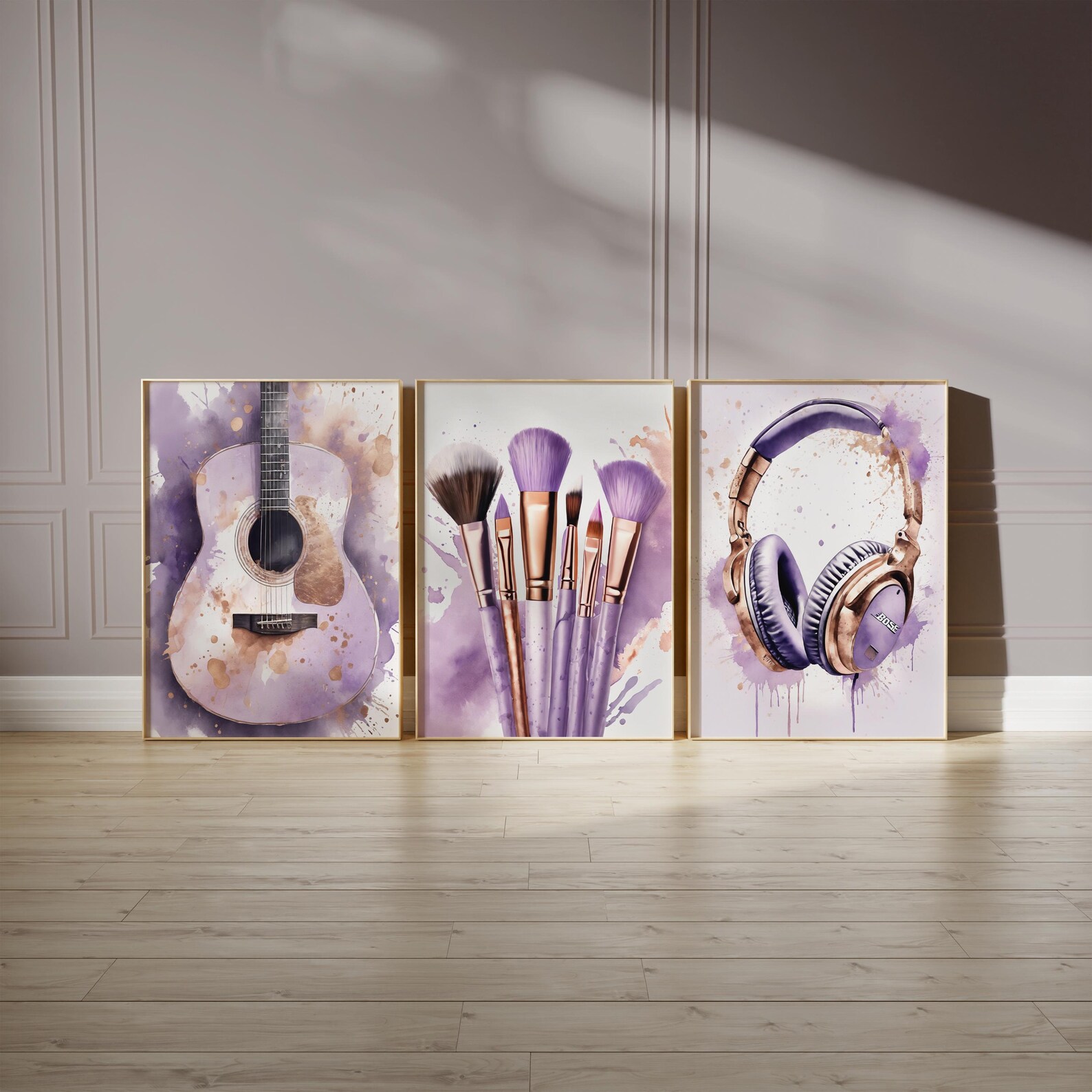 Tween Teen Girls Bedroom Wall Décor, Lilac/lavender Music Print Set of ...