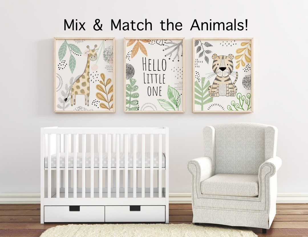 Floral Safari Nursery Print Set, Nursery Wall Art Pictures, Jungle ...