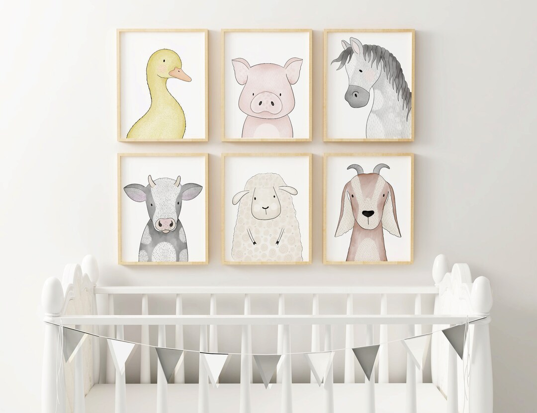 Printable Farm Animal Print Set, Baby Farm Animals, Farm Nursery Wall ...