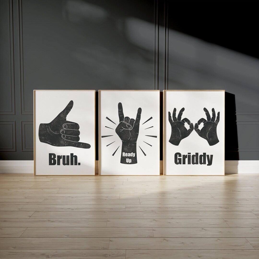 Tween Teen Boys Room Décor Griddy Art Prints, Gaming Gamer BRUH Gift ...