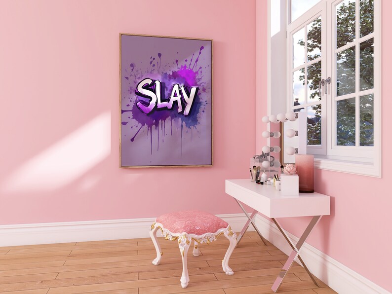 Purple 'SLAY' Teen Girl Art Print, Watercolor Bedroom Decor - Etsy