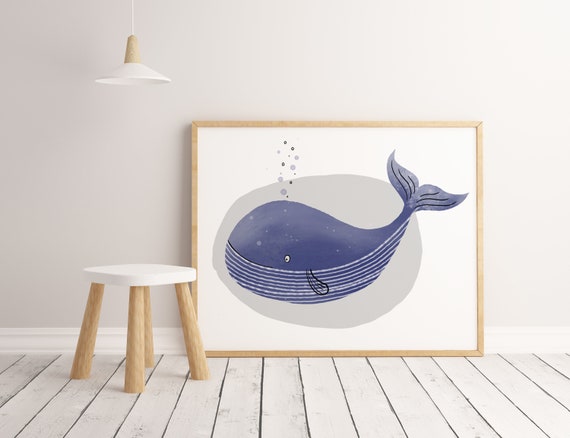 Whale Art Print Watercolor Whale Painting Whale Nursery | Etsy