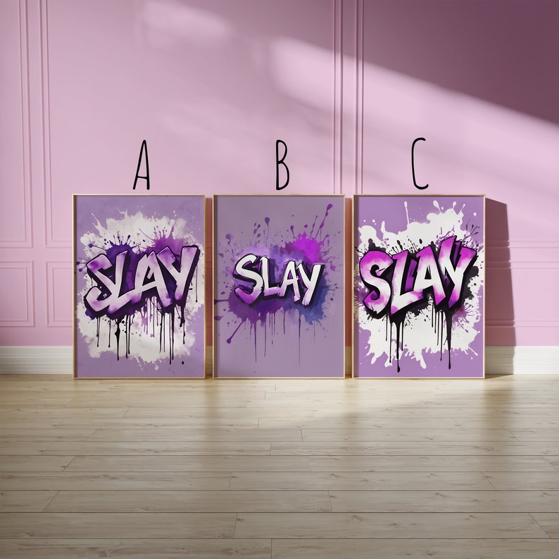 Purple 'SLAY' Teen Girl Art Print, Watercolor Bedroom Decor - Etsy