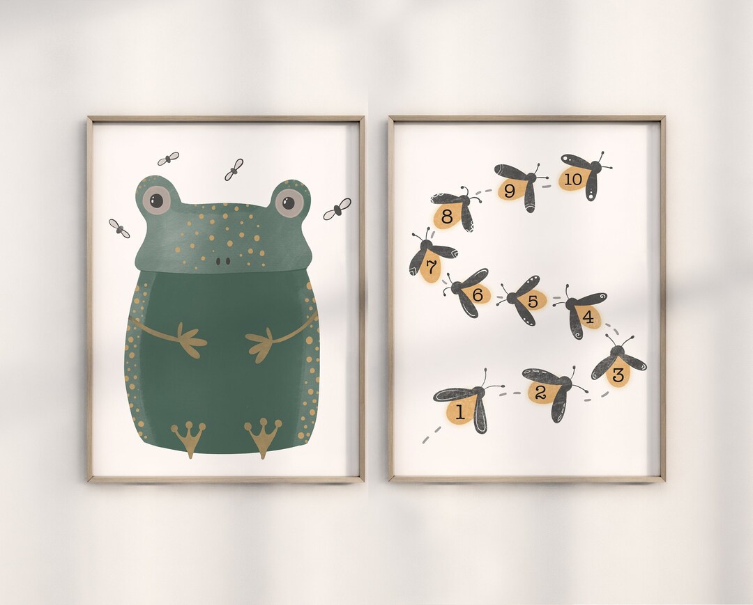 Frog & Counting Numbers Educational Nursery Decor Wall Art Print Set of ...