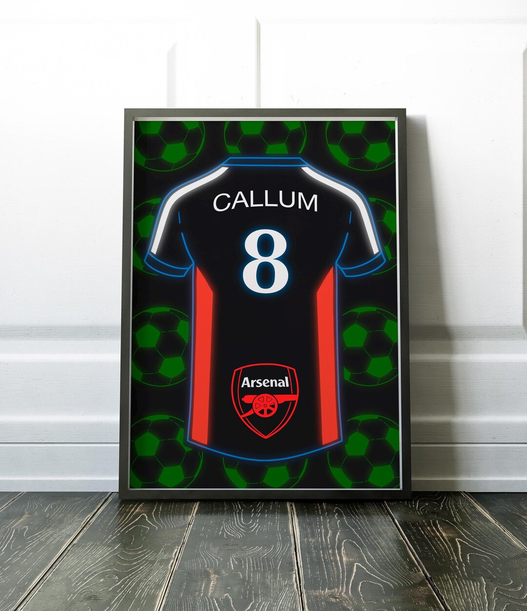 Personalised Boys Football Shirt Soccer Themed Bedroom Wall Print ...