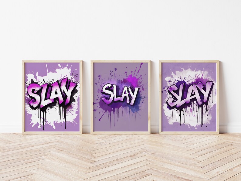 Purple 'SLAY' Teen Girl Art Print, Watercolor Bedroom Decor - Etsy