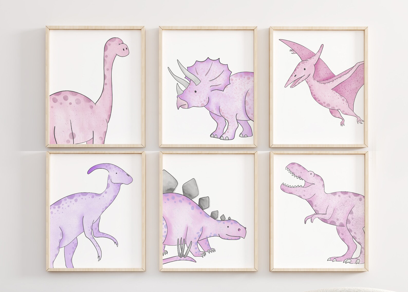 Pink Dinosaur Room Décor Pink Dinosaur Print Set Dinosaur - Etsy