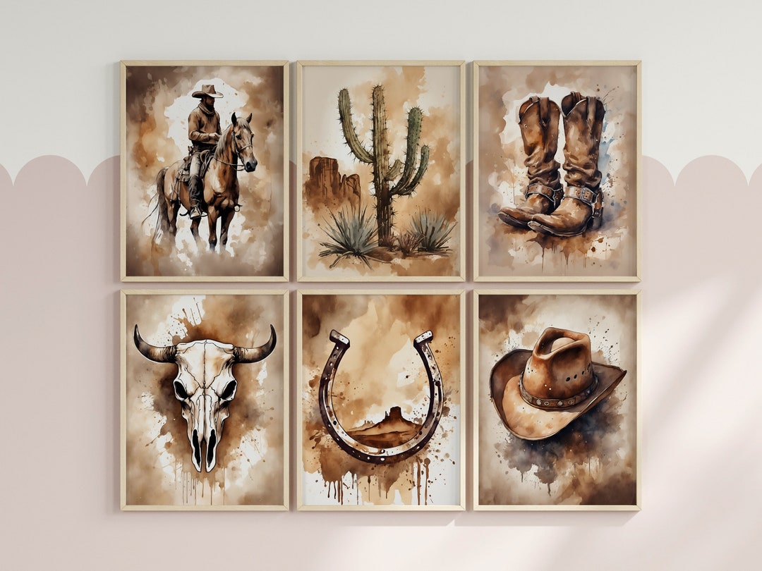 Cowboy Themed Room Décor Art Prints, Teen/tween Boys Zimmer Cowboy ...
