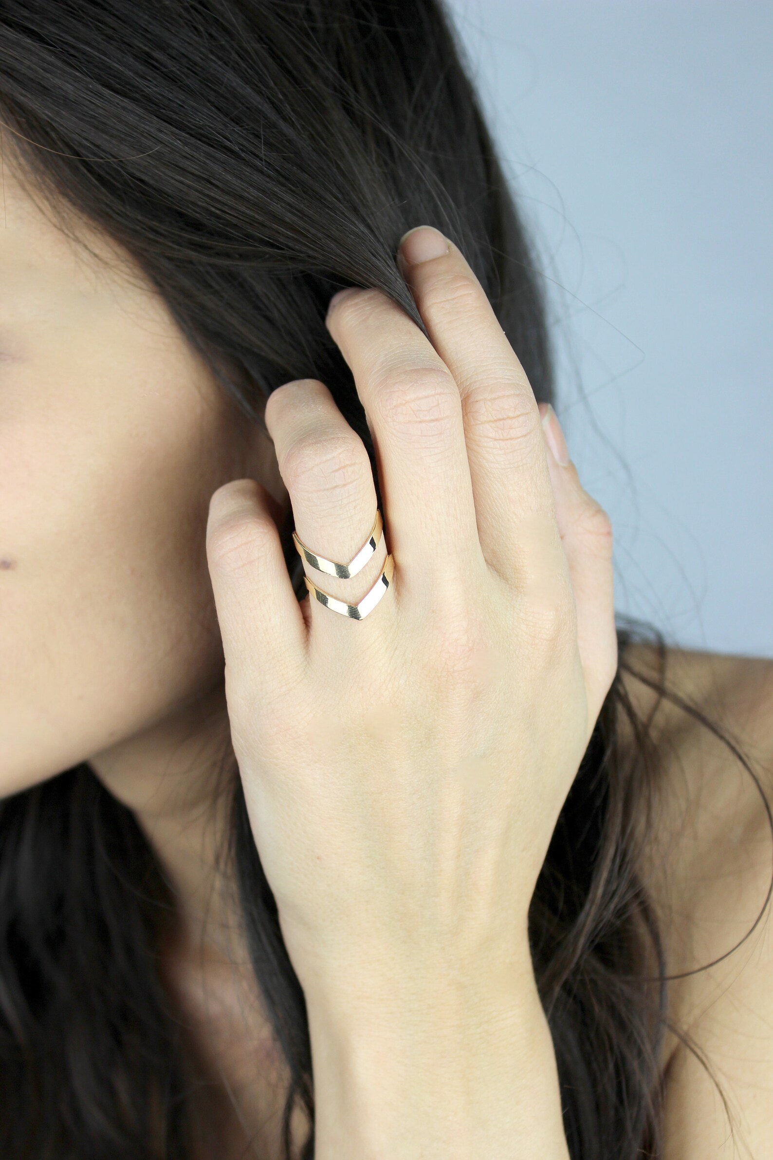 Double Chevron Ring // Chevron Ring // V Ring // Adjustable Ring ...