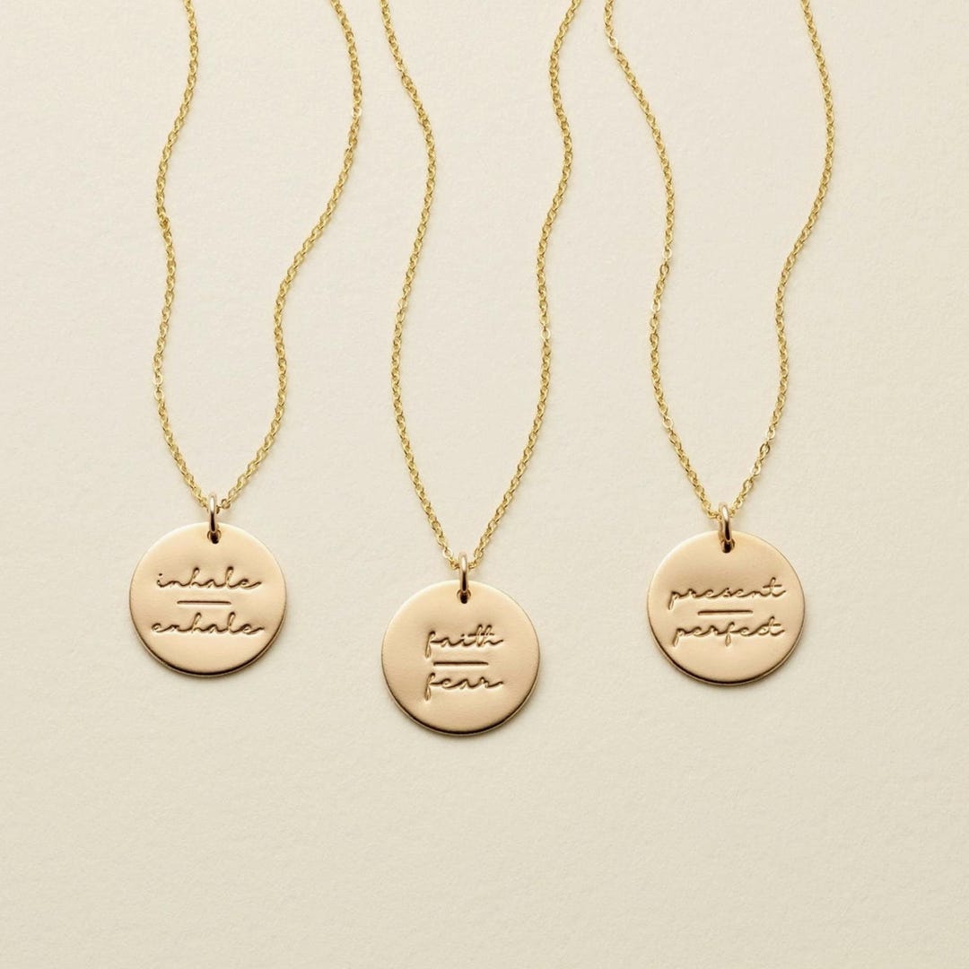 Engraved Faith Over Fear Necklace, Inhale Exhale Necklace, Mind Over ...